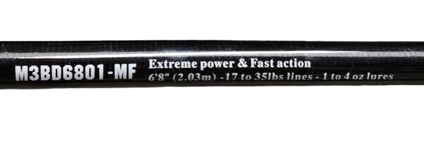 M3Tackle Carbon Black Drag-On Inshore Spinning Rod M3BD6801-MF 17-35lb ...