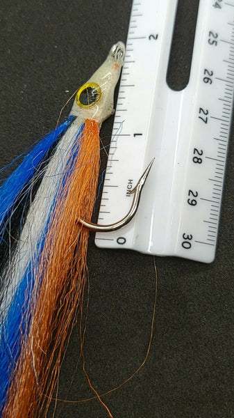 2 Fishing Teasers 5/0 Hooks Flies Fluke Flounder Striper Sea Bass Bait ...