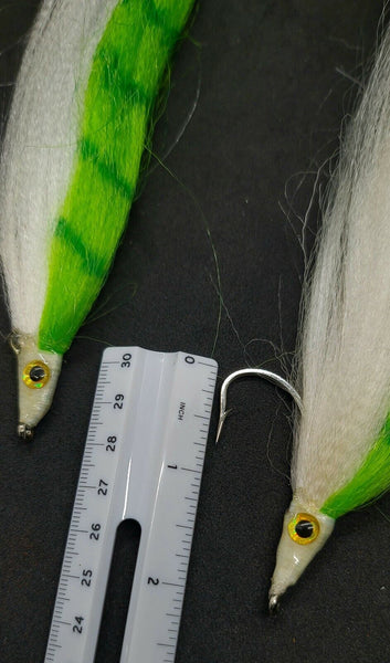 2 Fishing Teasers 5/0 Hooks Flies Fluke Flounder Striper Sea Bass Bait ...