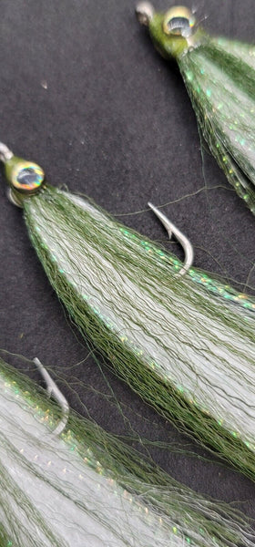 3 Fishing Teasers 2/0 Hooks Flies Fluke Flounder Striper Sea Bass Bait ...
