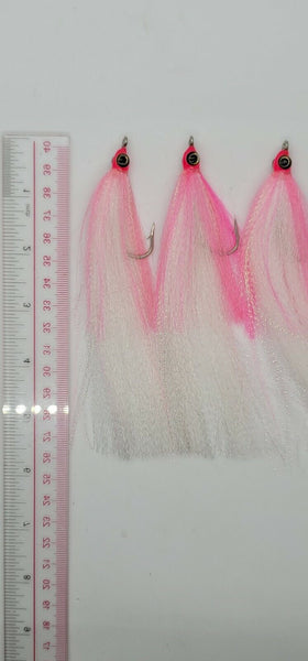 3 Fishing Teasers 5/0 Hooks Flies Fluke Flounder Striper Sea Bass Bait ...